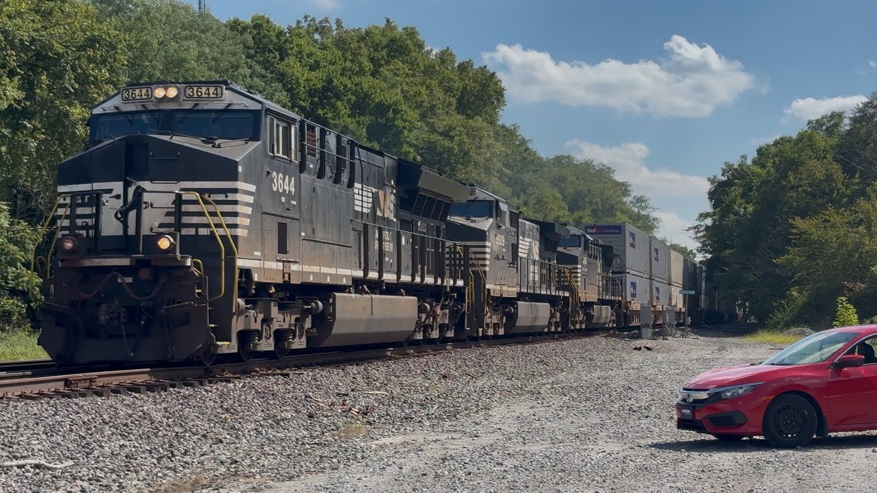 Norfolk southern intermodal train with NS 9909 trailing 2nd out! 8-23-25 - YouTube