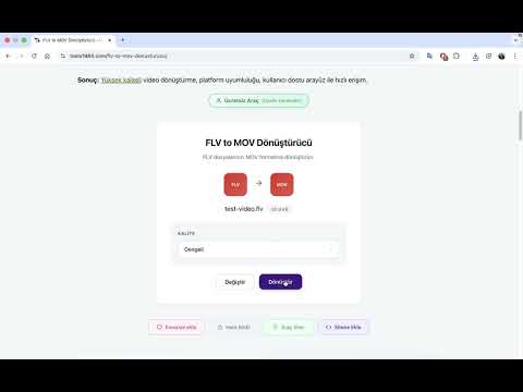 FLV to MOV Dönüştürücü | Flash Video Dosyalarını Apple QuickTime MOV Formatına Ücretsiz Çevirin