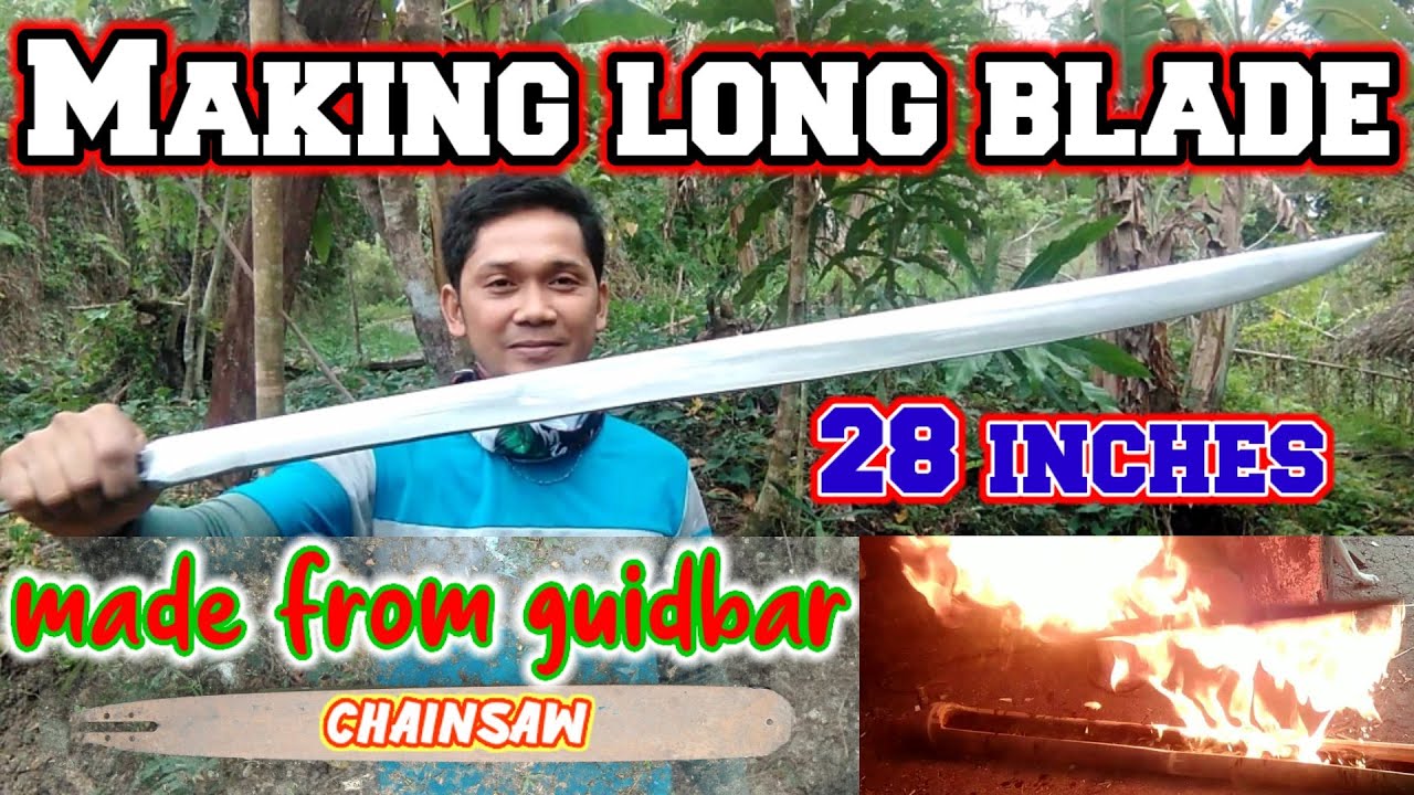 Making long blade made from guidebar of chainsaw by using grainder # ...