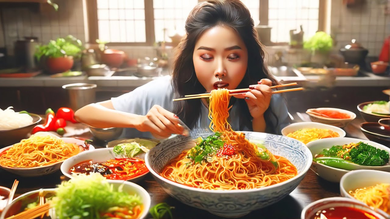 mukbang spicy noodles korean || mukbang spicy food-eating video - YouTube