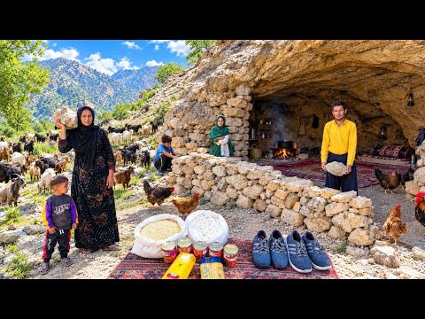 🪨The harsh life of a cave dweller|Building and rebuilding astone cave for refuge in the mountains😱🏔️