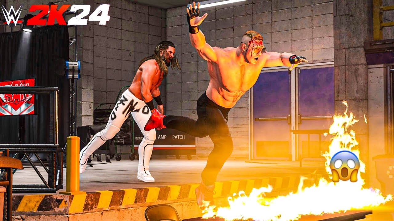 Seth Rollins PUSHES Brock Lesnar onto a FIRE TABLE! 🔥 - YouTube