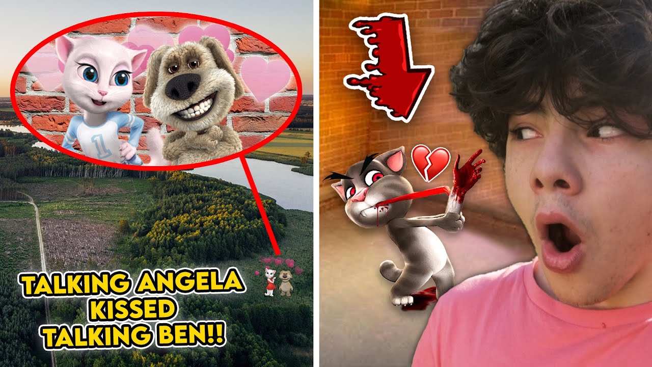 Drone Catches Talking Angela Kissing Talking Ben Talking Tom Got Mad Youtube