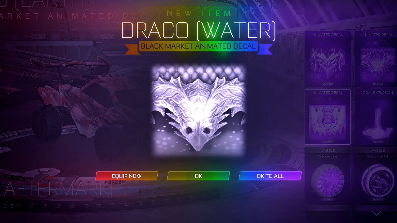 I GOT THE *NEW* DRACO (WATER) BLACK MARKET DECAL IN ROCKET LEAGUE! | BEST DECAL! - YouTube