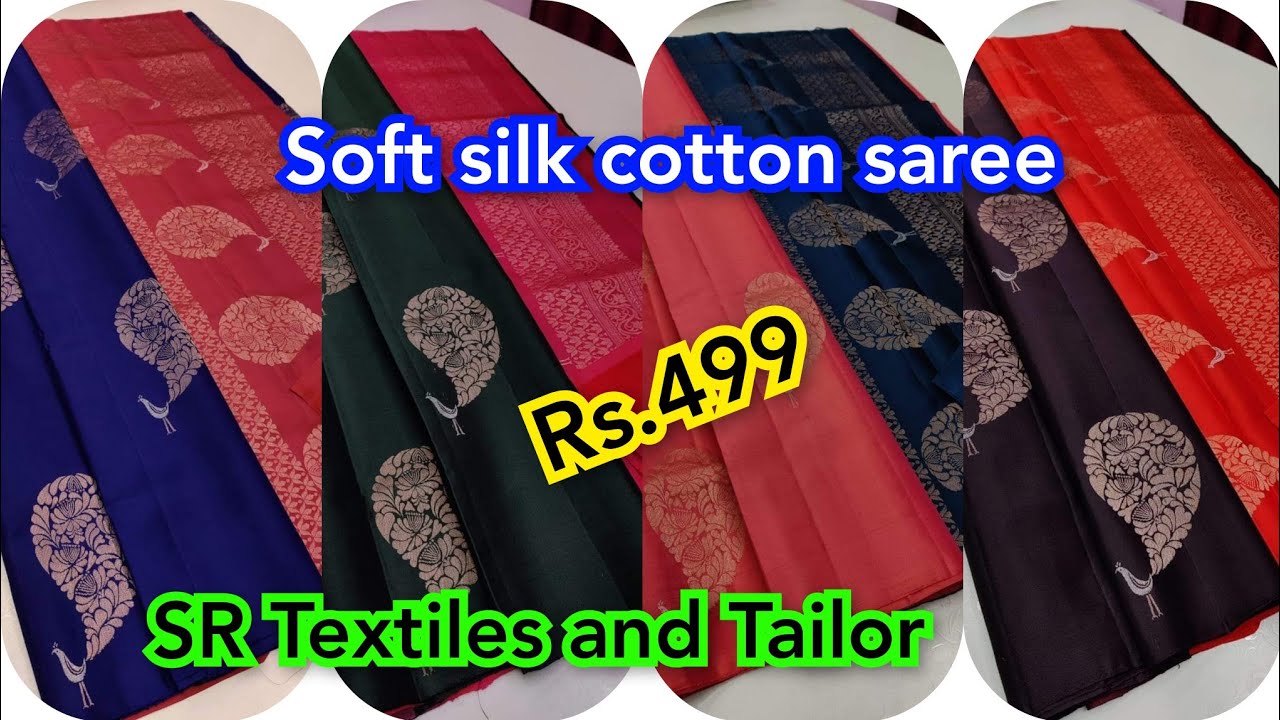 silk cotton saree collection available retail price online shopping SR Textiles and Tailor - YouTube