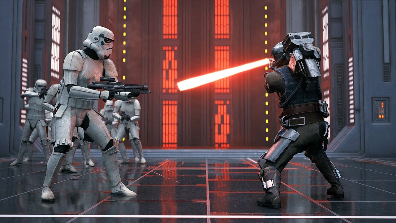 Stormtroopers vs Lightsaber Raiders - STAR WARS JEDI SURVIVOR NPC Wars ...