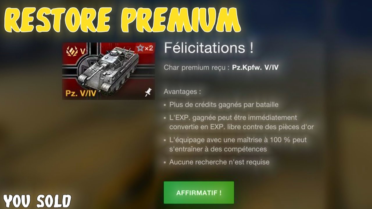 How to Restore Premium / Collector Tanks you Sold | WoT Blitz Tutorial ...