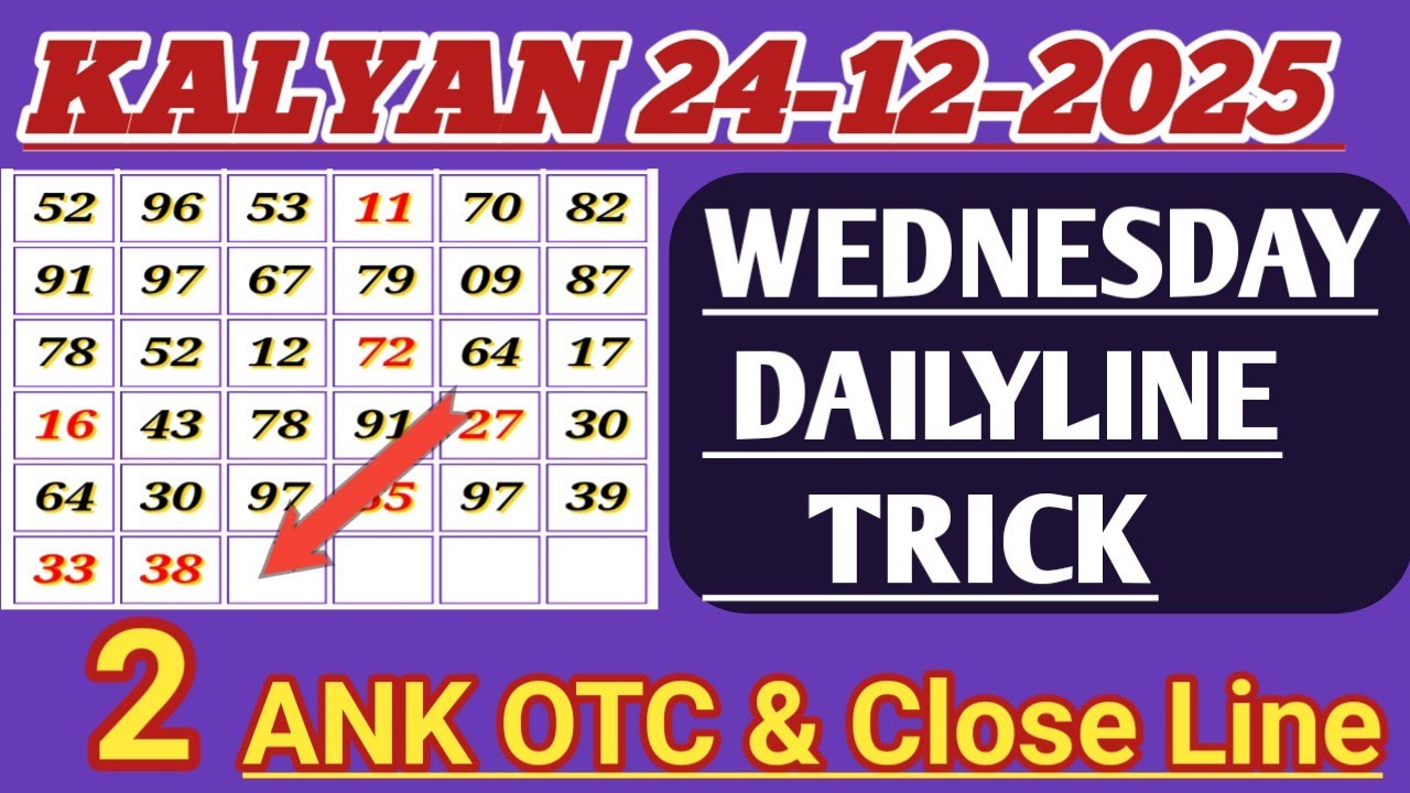 Kalyan Today Wednesday - 24-12-2025 Daily Line Trick | Kalyan Chart 2 ...