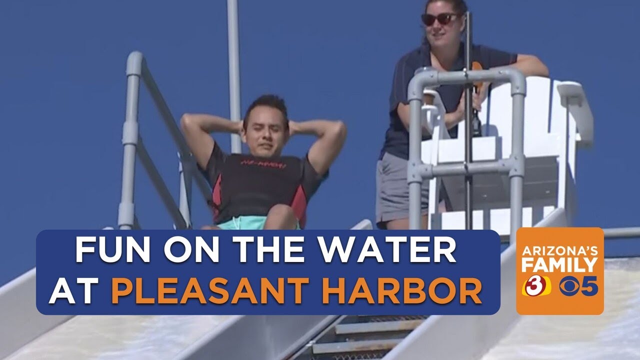 WATCH: Colton Shone tries out the water slide at Lake Pleasant - YouTube