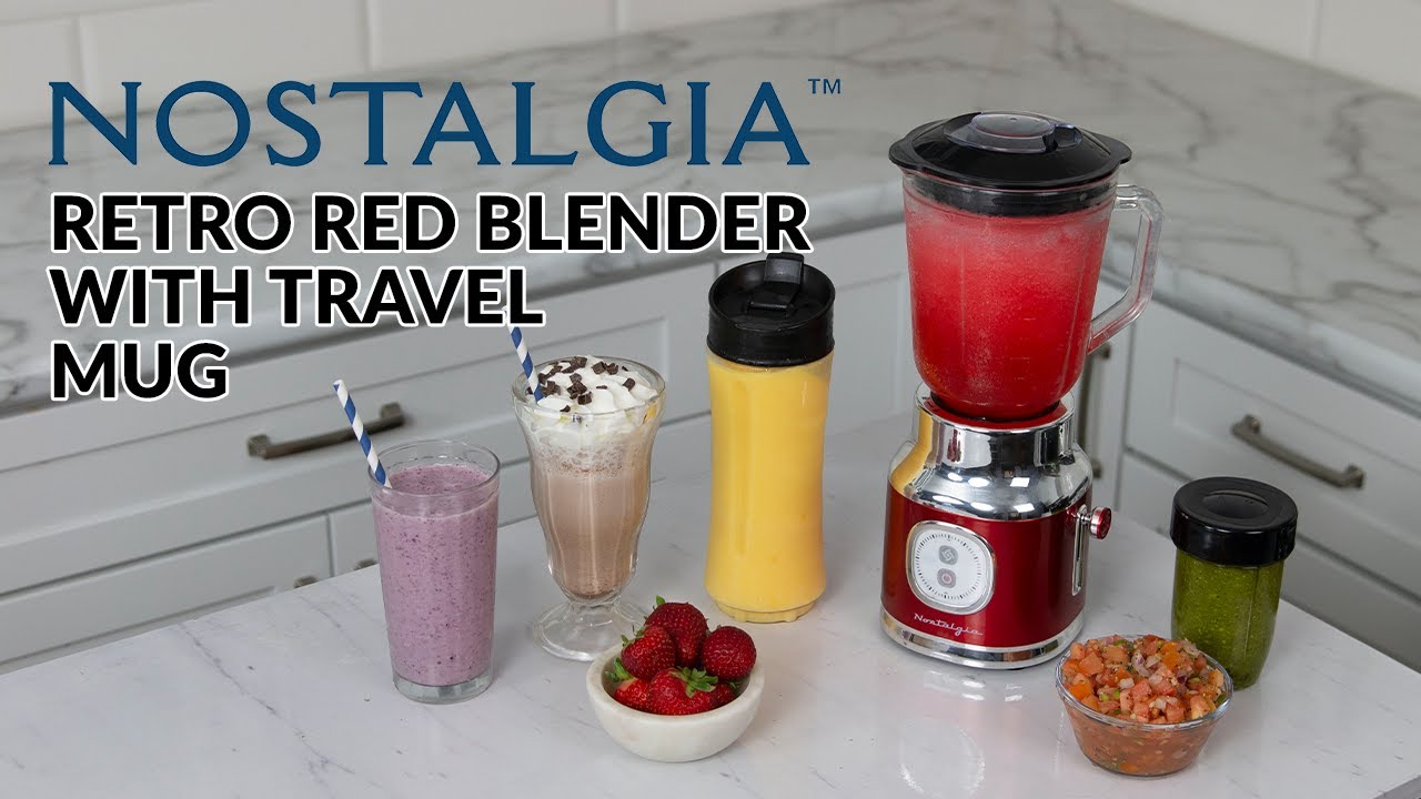 CLRB3PCRR | Nostalgia Retro Red Blender with Travel Mug - YouTube
