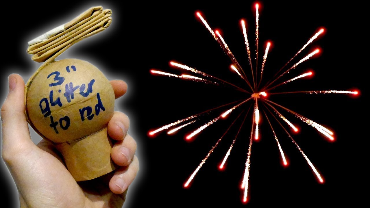 3 INCH selfmade SILVER palm to RED firework shell / Kugelbombe 75mm [HD ...