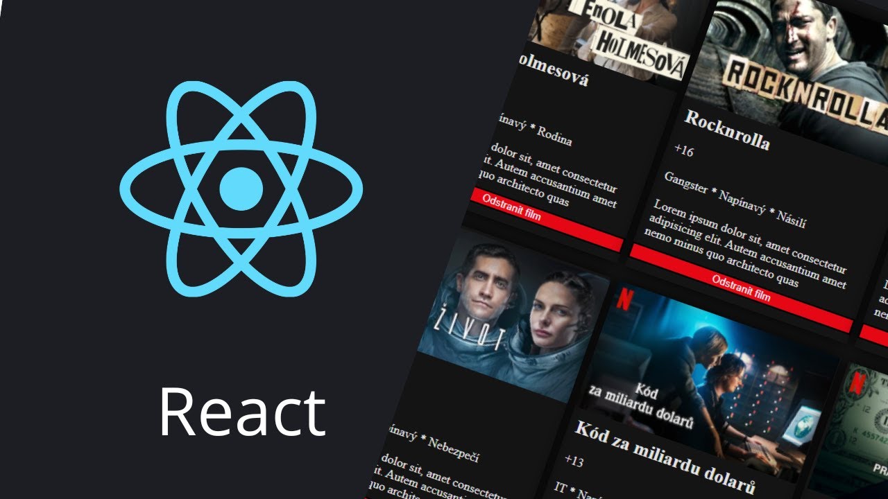 85 . React - Projekt překlikávání filmů - tlačítka do stránky - YouTube