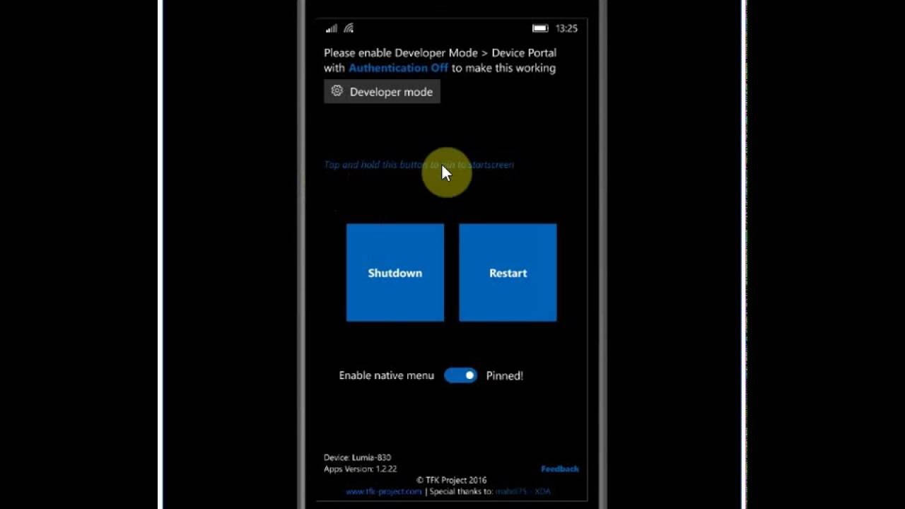 Reboot/Restart or Shutdown Windows 10 Mobile using Apps: Power Options ...