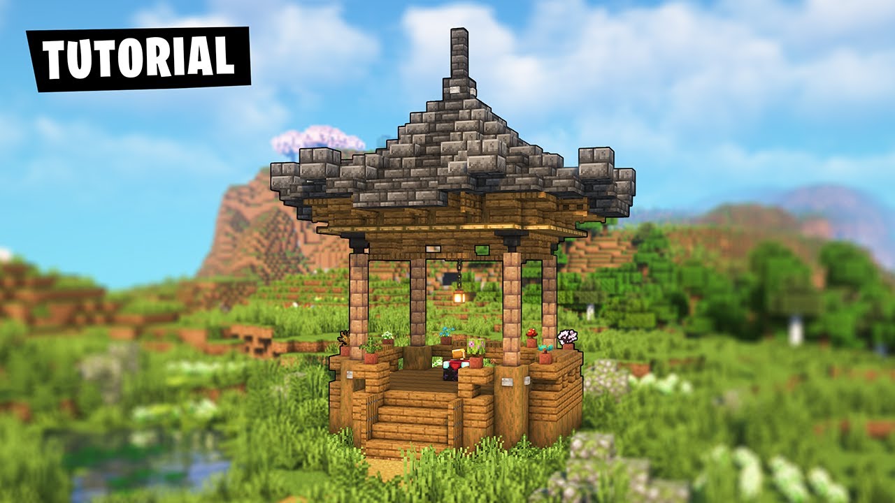 Minecraft Tutorial | How to Build a Japanese Gazebo - YouTube