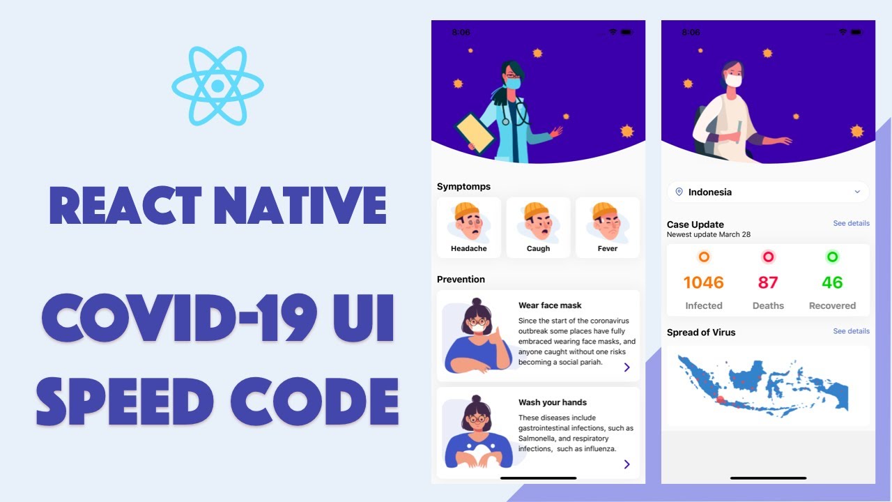 React Native : Covid 19 UI Speed Code (with React Navigation v5) - YouTube
