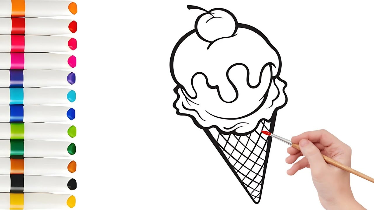 Corn Ice Cream Colouring & painting with colour marker pen for kids ...