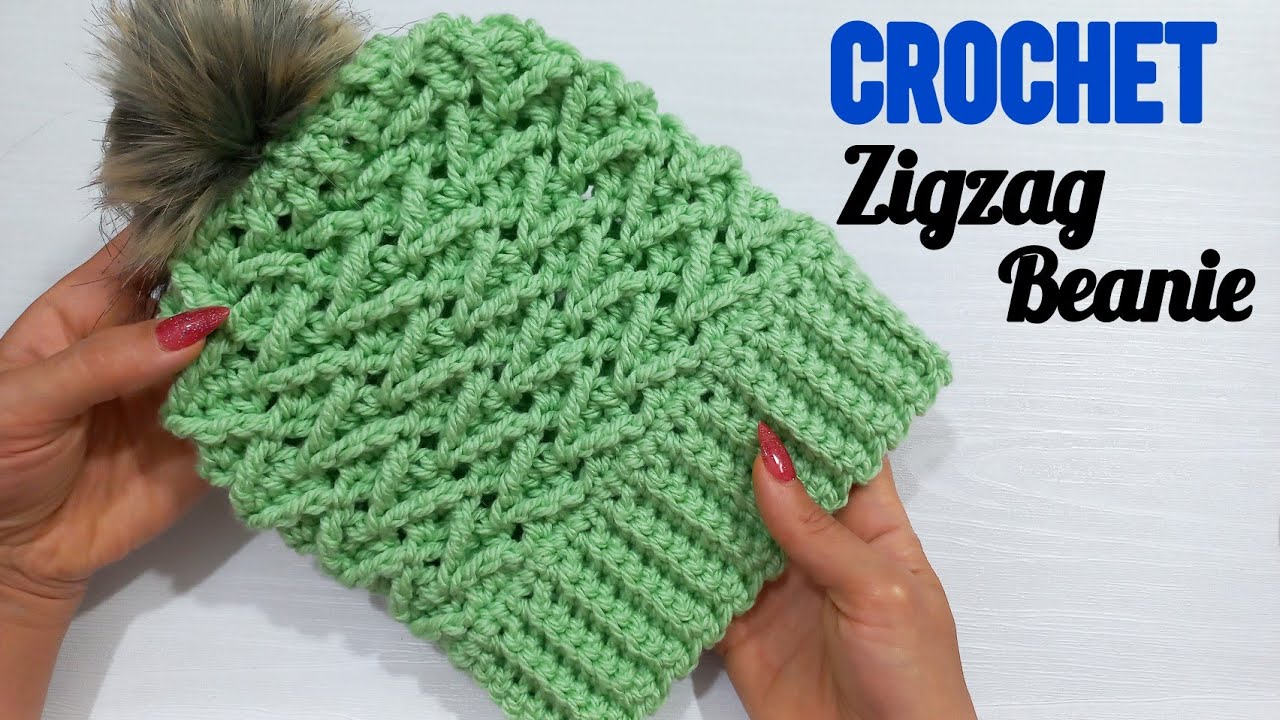 how to crochet zigzag beanie hat😍beautiful and unique! only 2 rounds - YouTube