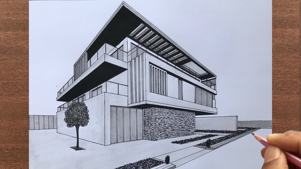 How to Draw a House in 2-Point Perspective - YouTube