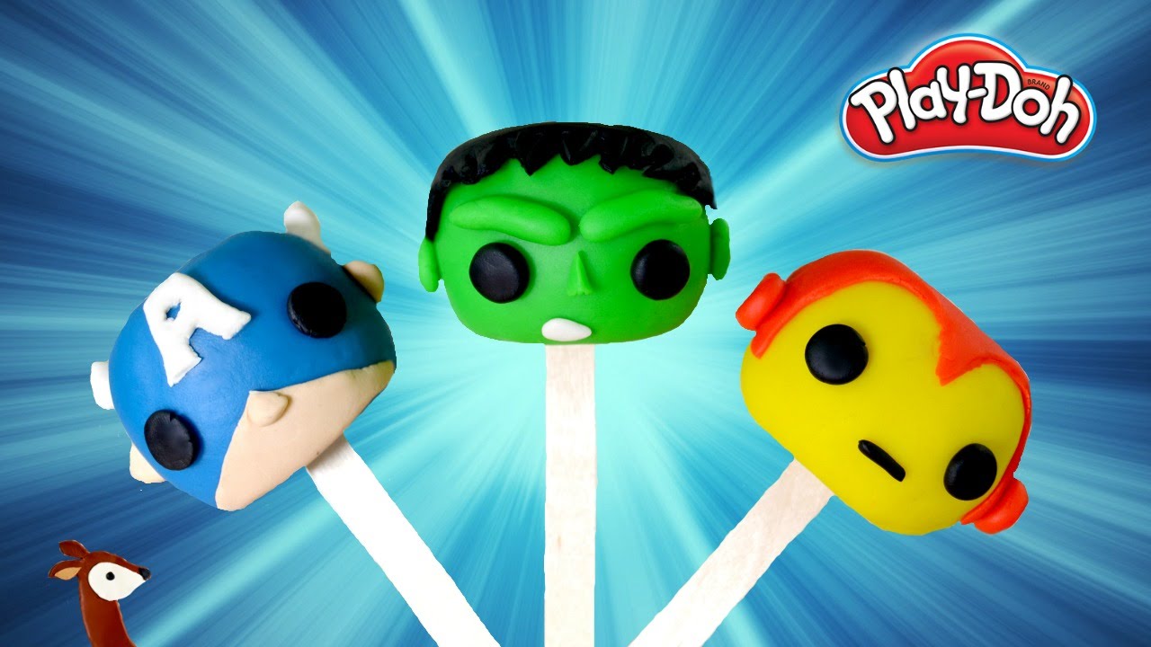 Play-Doh Popsicles Hulk, Iron Man, Captain America Funko Pops - YouTube
