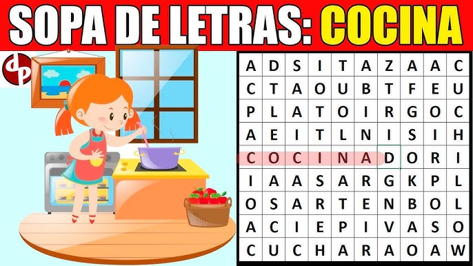 Sopa De Letras Imprimible Para La Cocina