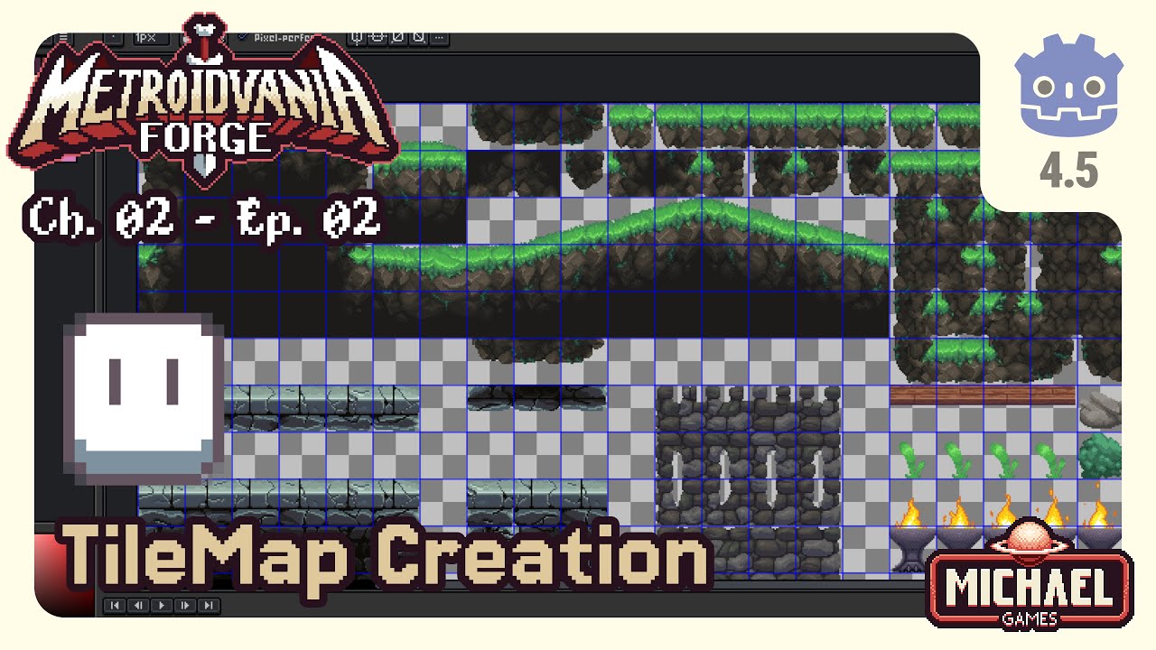 📖02 ‣ 📼02 ‣ TileSet Asset Creation (in Aseprite) ‣ Metroidvania Forge ...