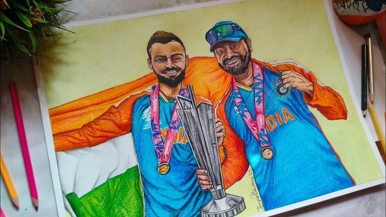 Draw With Me - Rohit Sharma Drawing tutorial, Indian Team Drawing ️ ...