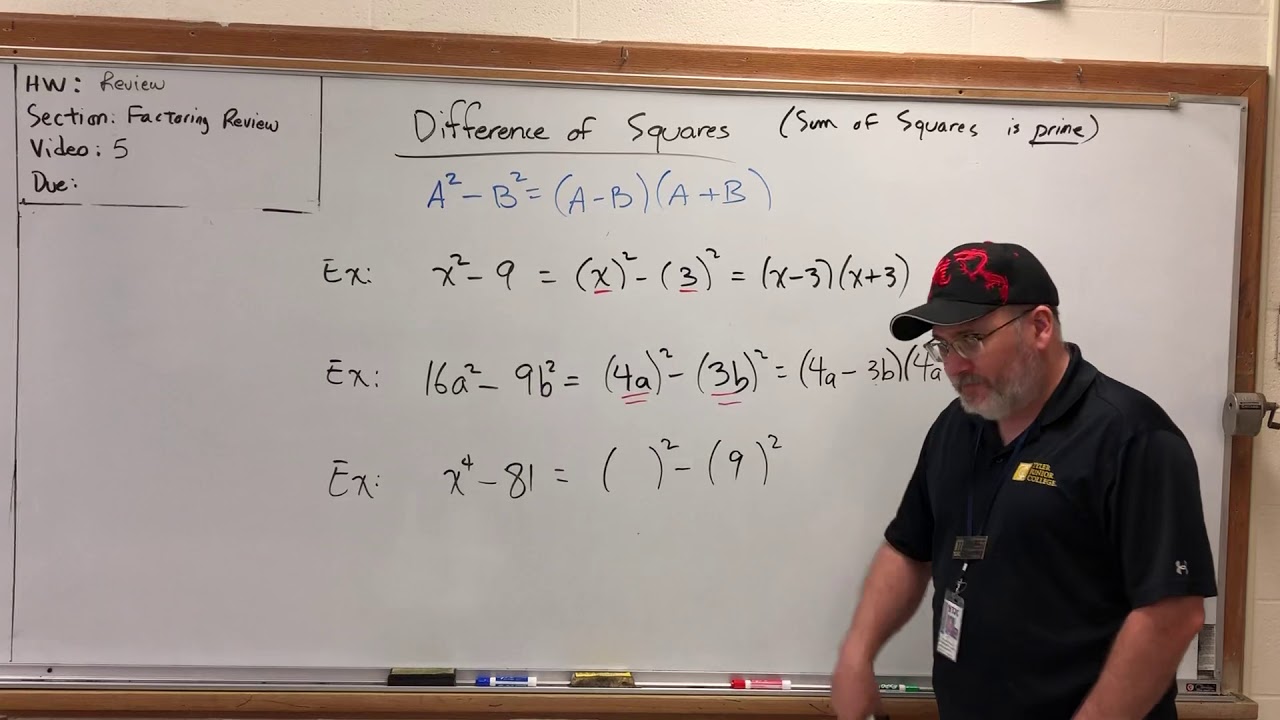Factoring Review (5) - Difference of Squares - YouTube