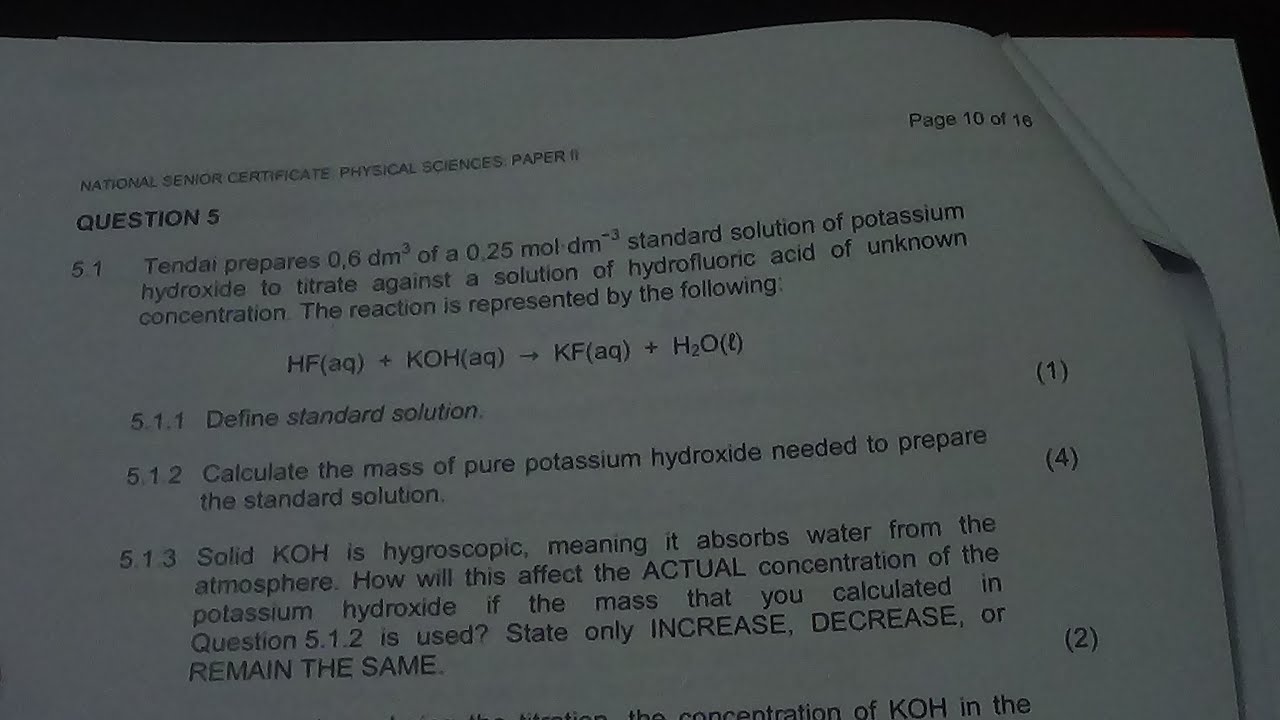 Acids & Bases/ Electrochemistry Grade 12 IEB November 2020: Questions 5 ...