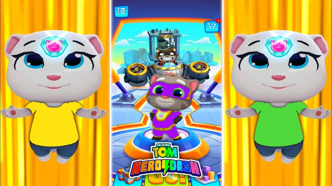 Talking Tom Hero Dash || Hero Tom Saving The 3 Hero Angela & Hero ...
