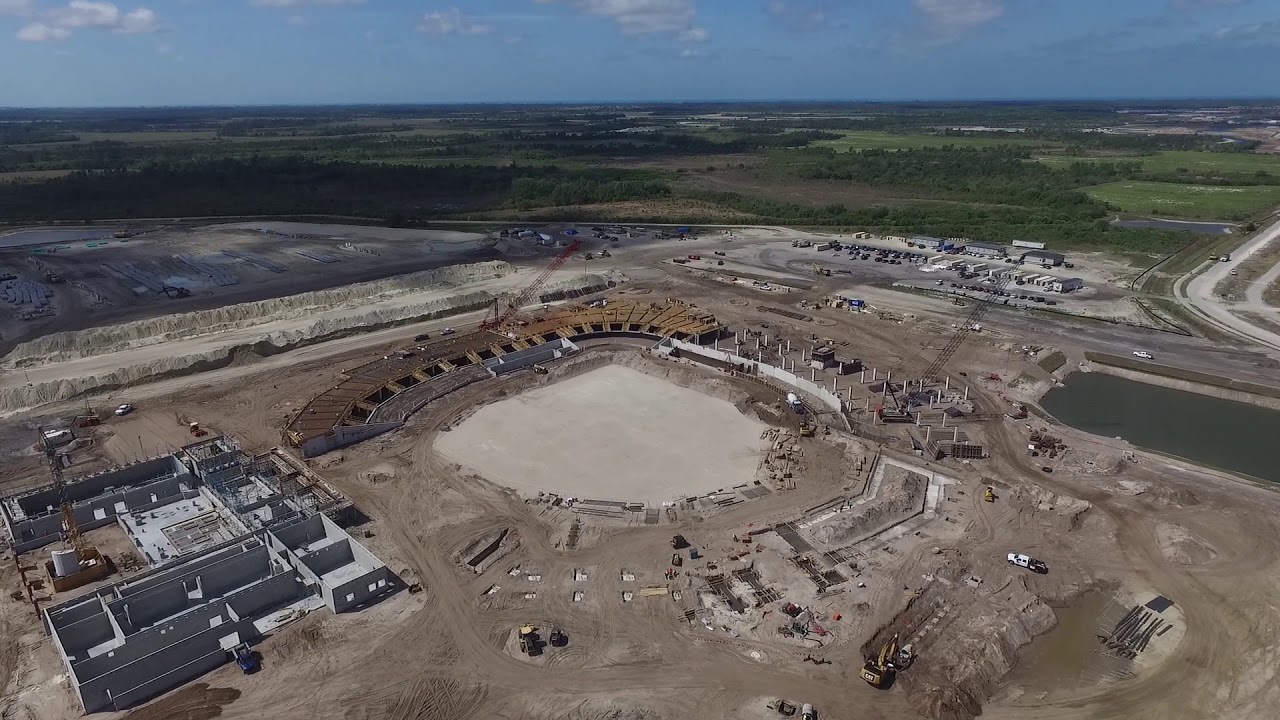 Fly over the Atlanta Braves spring training facility construction site ...