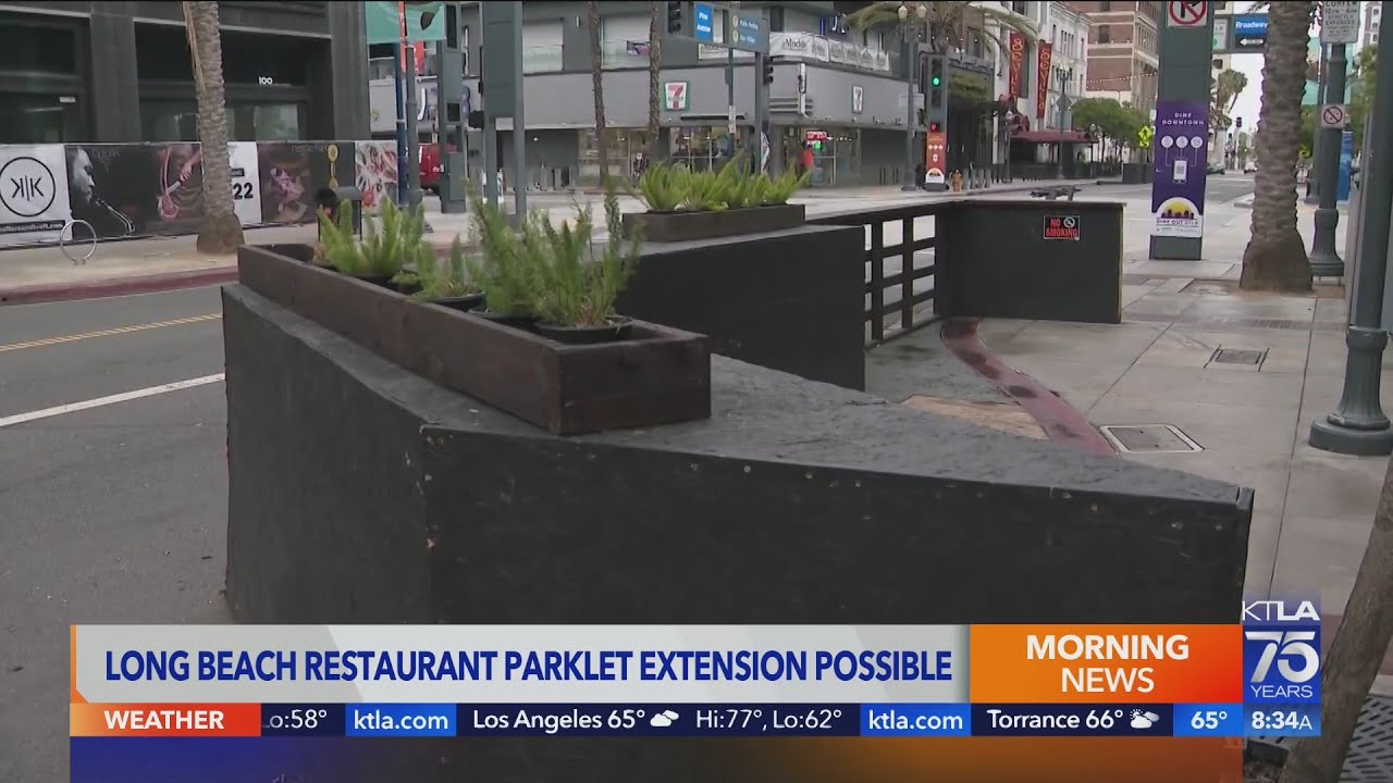 Long Beach considering extending restaurant parklet program - YouTube