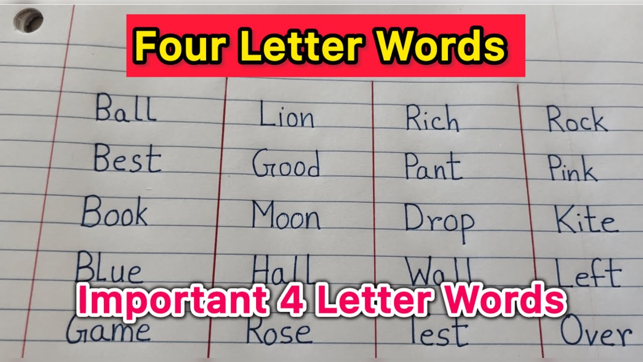 Four letter words |4 letter words|Four letter words in English | Kids ...