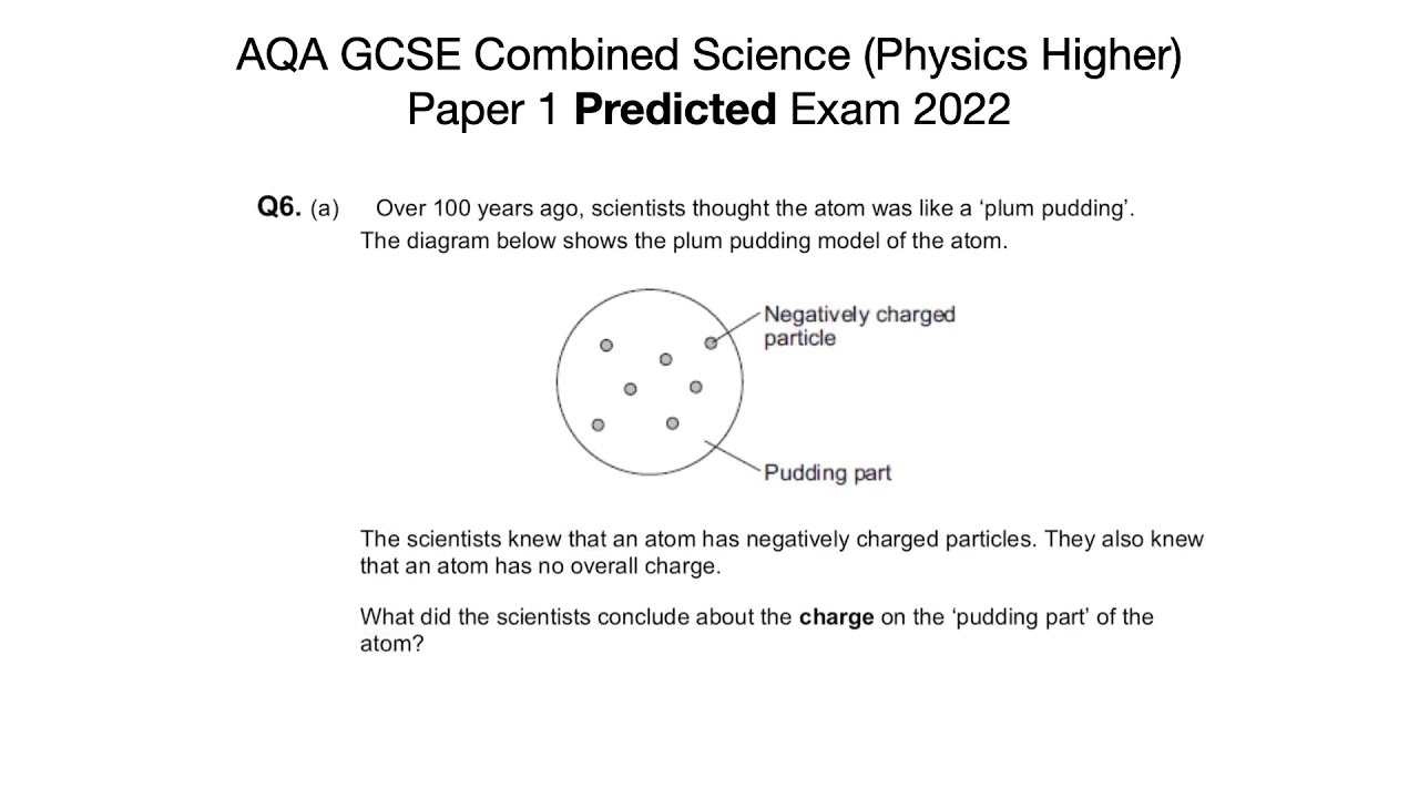 Q6 (Models of the atom) GCSE Combined Science (Physics) predicted exam ...