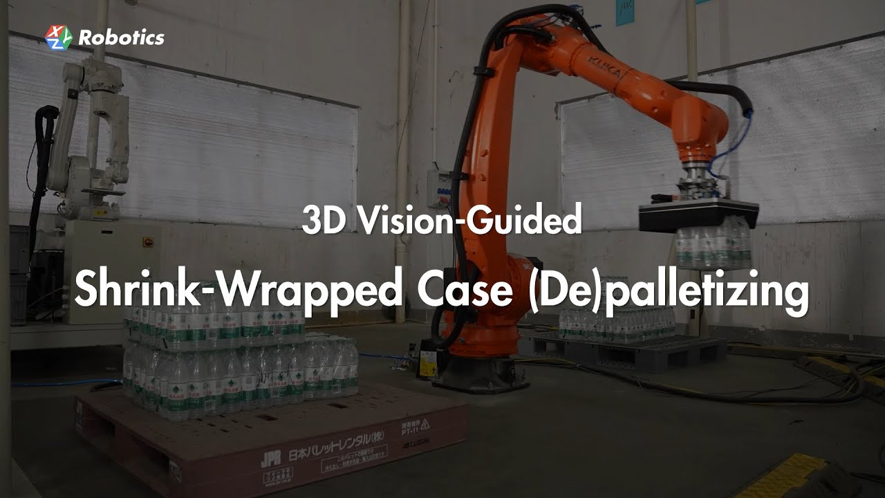 3D Vision-Guided Shrink-Wrapped Case Depalletizing & Palletizing - YouTube
