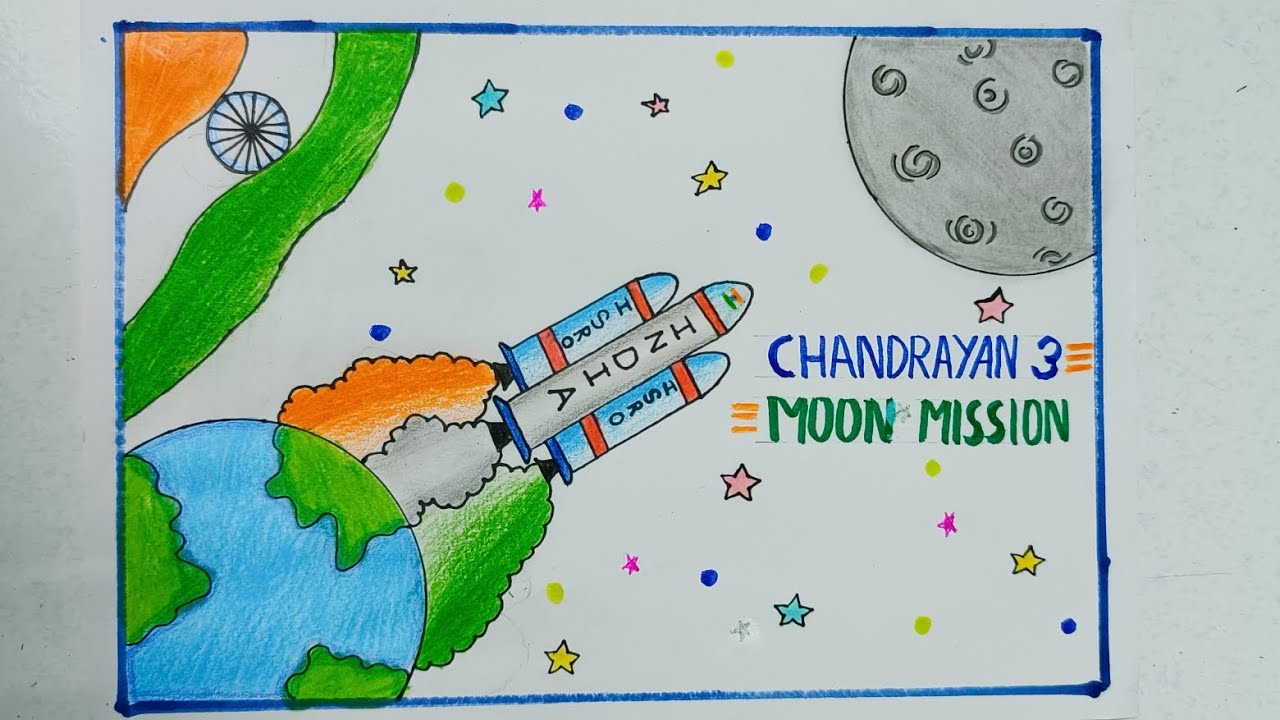 Drawing of Chandrayan 3 🚀 step by step in an easy way #Youtube ...