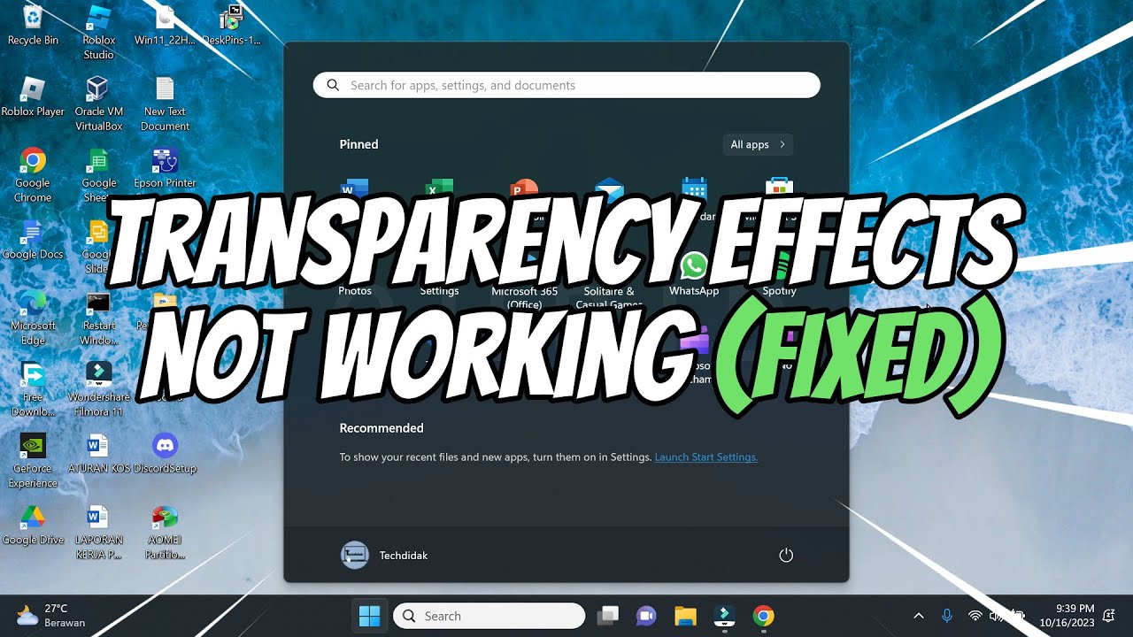 Transparency Effects Not Working in Windows 10 / 11 (FIXED) - YouTube