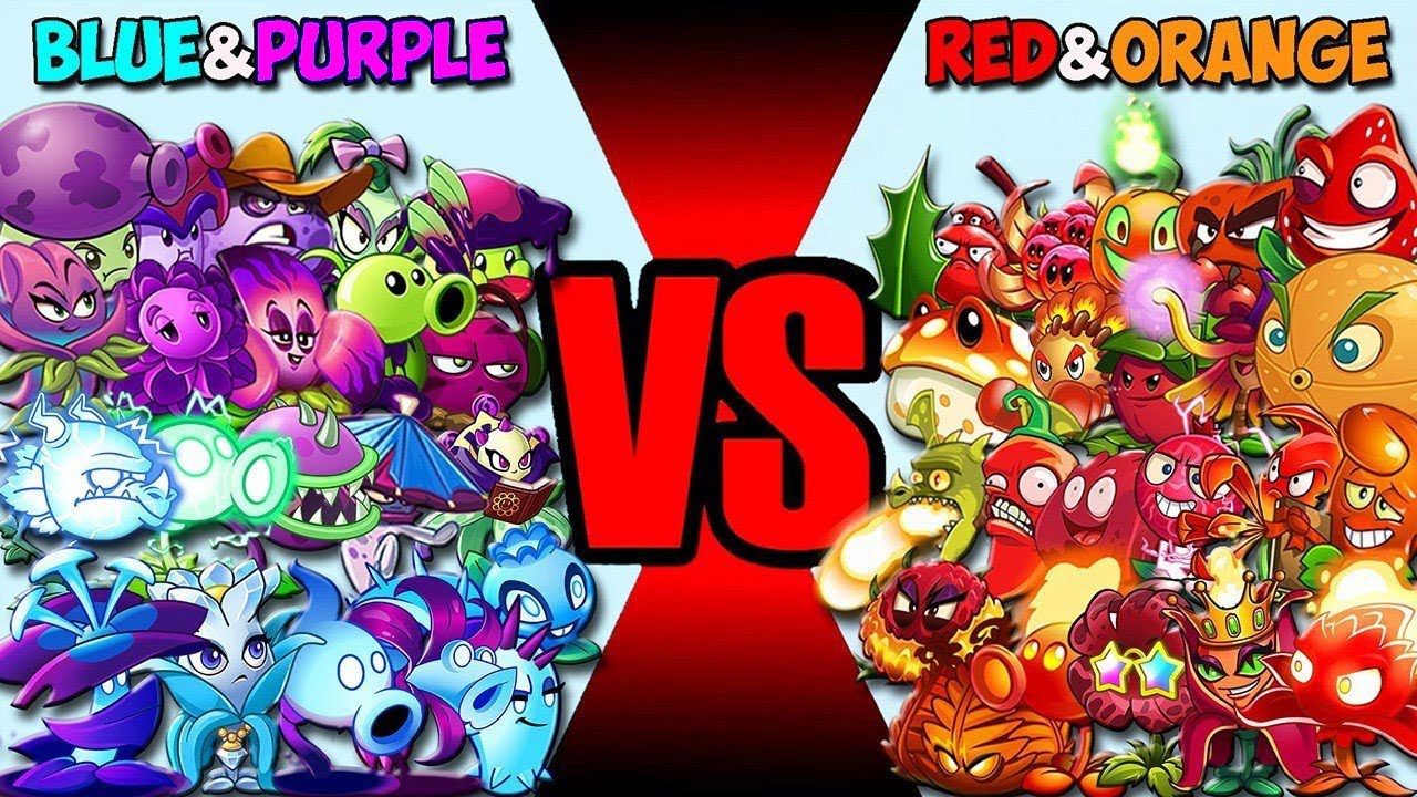 Team BLUE & PURPLE vs RED & ORANGE Plants - Who Will Win? - PVz2 Team ...