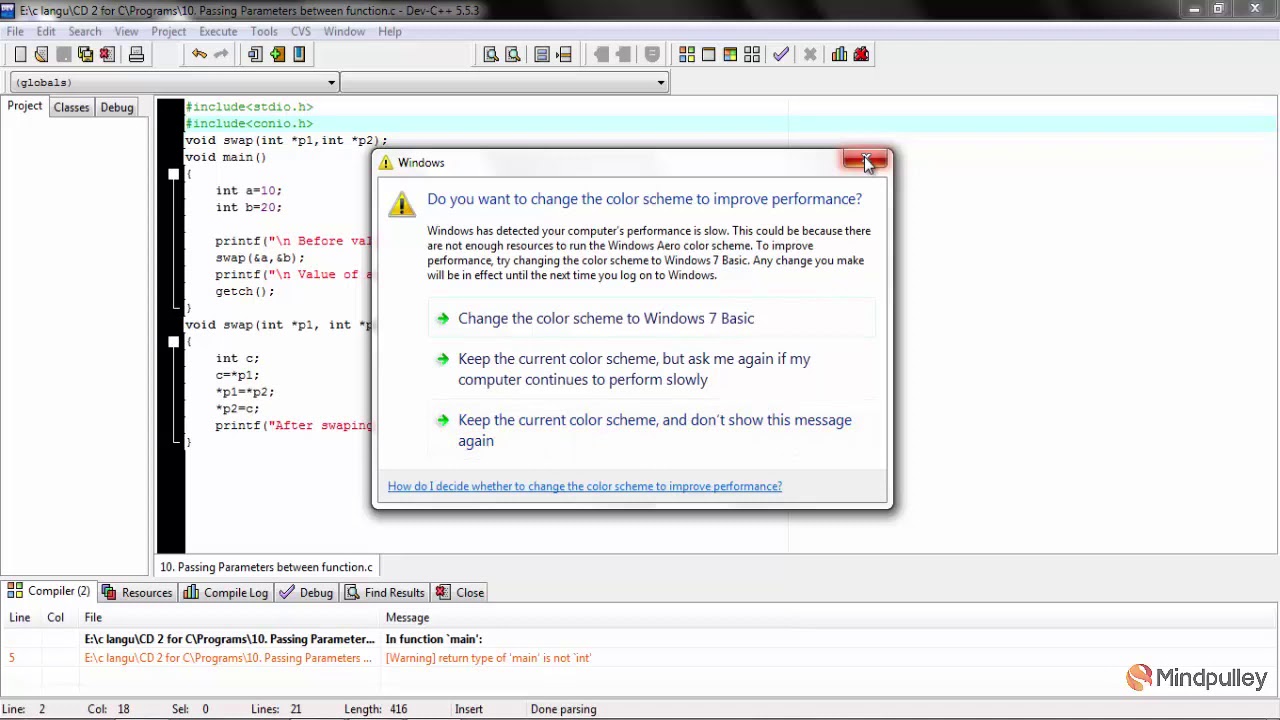 030 Passing Parameter S Between Function Example 2 C Language Youtube 4496
