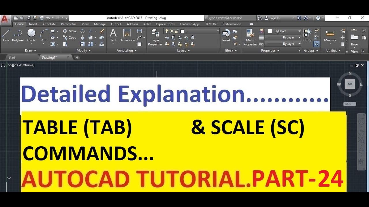 TABLE (TAB) & SCALE (SC) Commands in AutoCAD PART-24 - YouTube