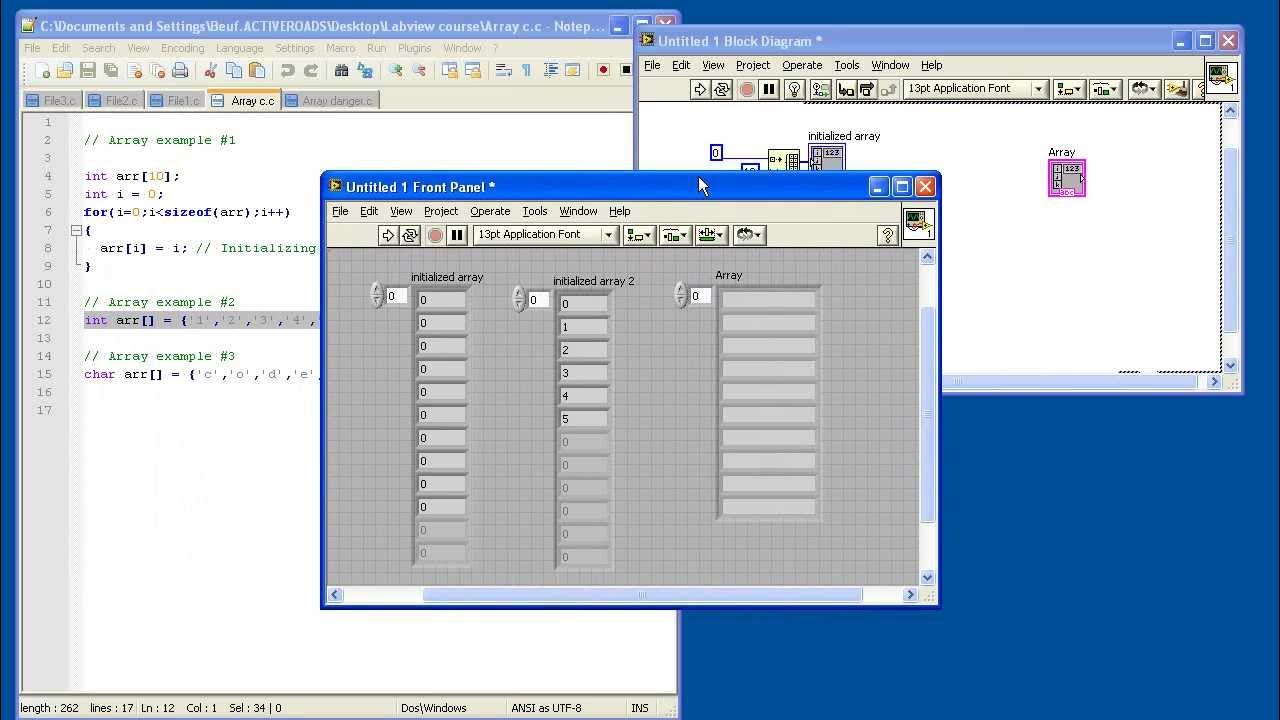 Labview tutorial for C programmers #6 - Arrays - YouTube