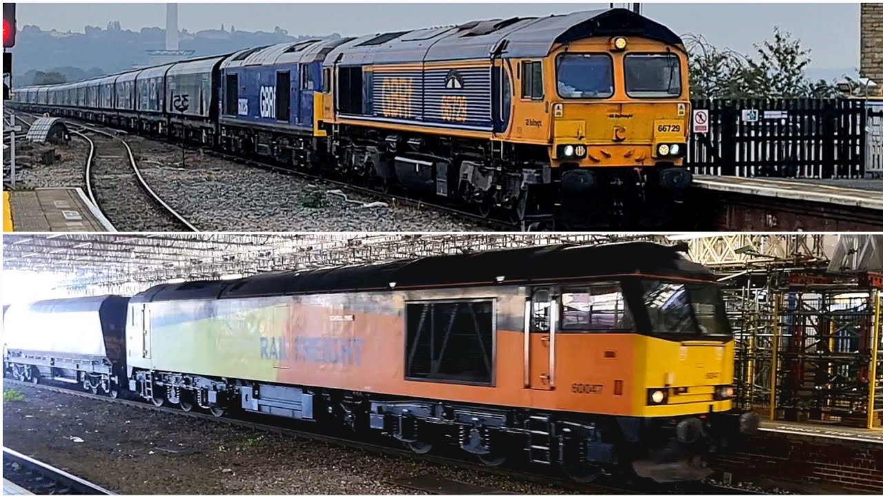 Double-headed Drax and other recent Huddersfield freight trains - YouTube
