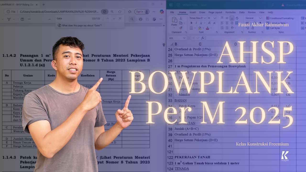 ANALISA HARGA SATUAN PEKERJAAN BOWPLANK PER M TAHUN 2025 - YouTube