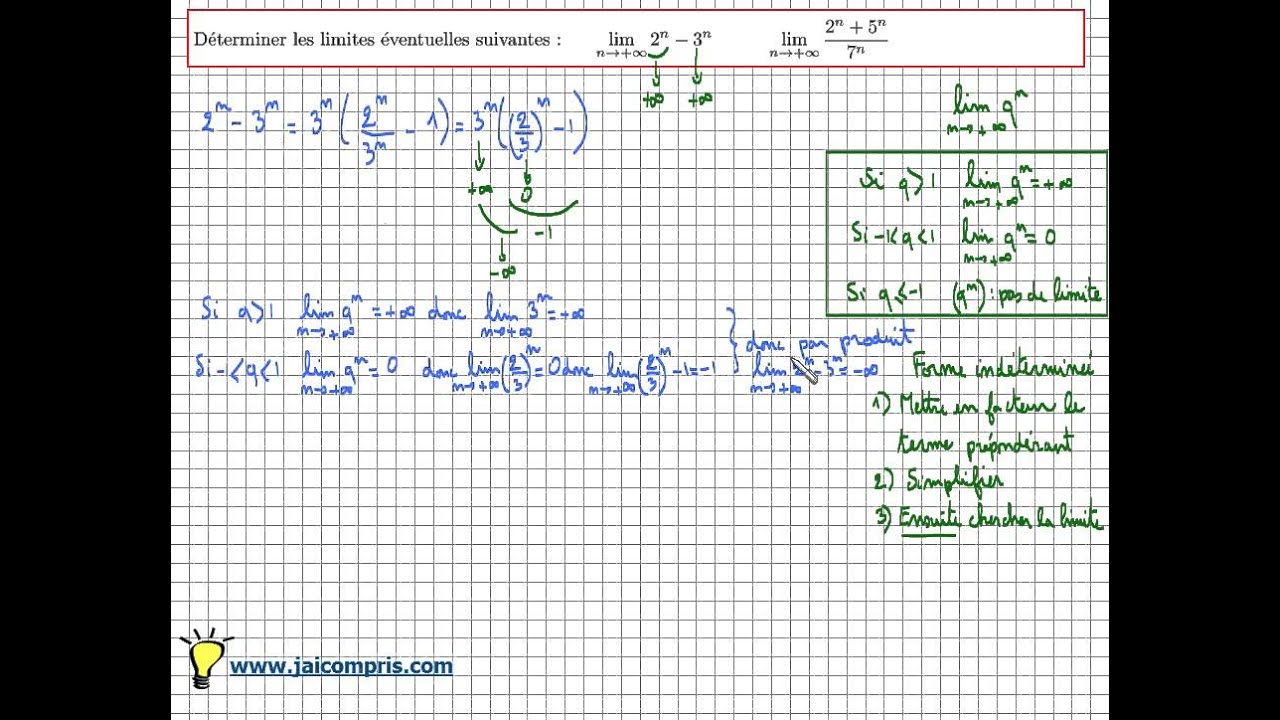 limite de suite - comment utiliser les suites géométriques avec une ...