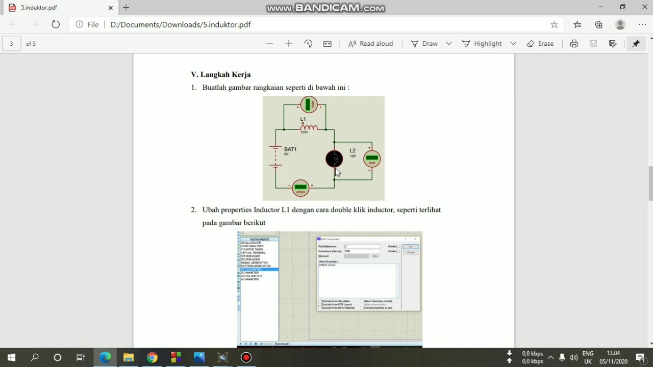 PRAKTEK ELEKTRONIKA DASAR MENGGUNAKAN PROTEUS 8 - INDUKTOR(ANNISA ...