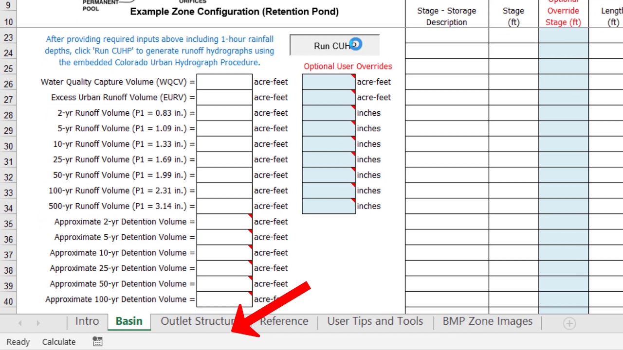 MHFD-Detention: Basin worksheet, Example Part 1 - YouTube