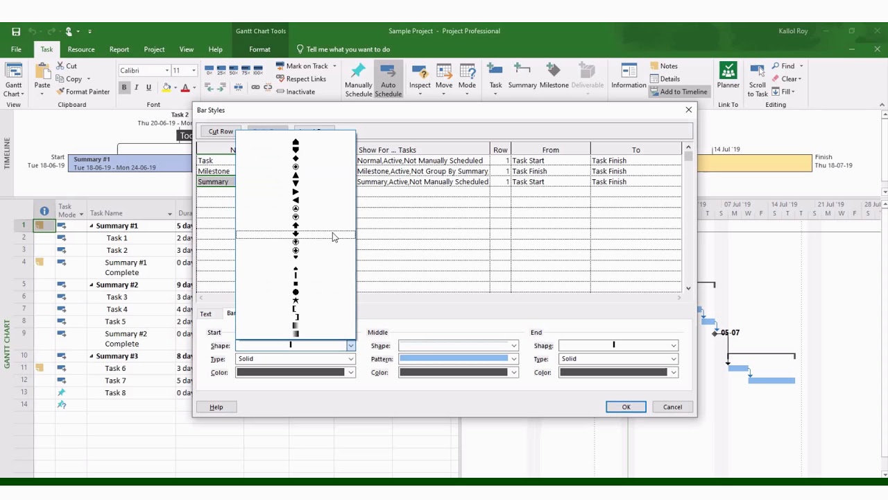 How to create different shapes and colours of task-milestone in ...