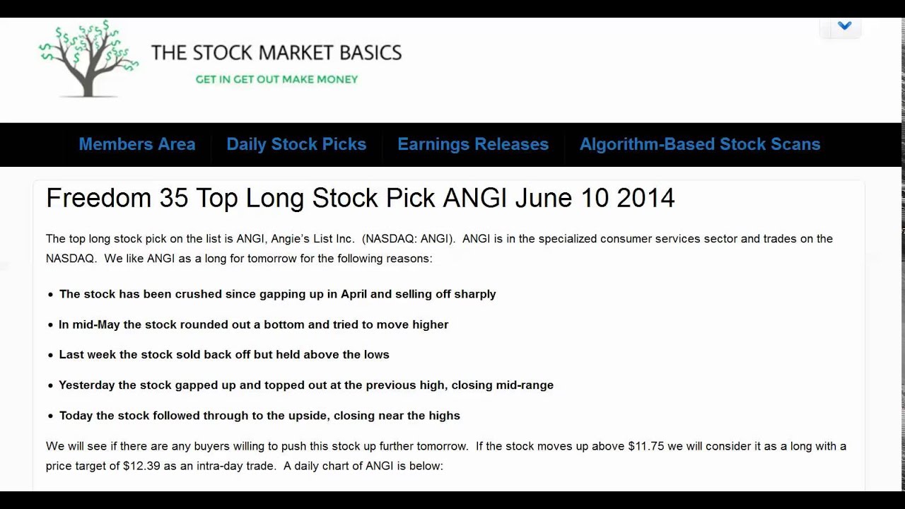 Freedom 35 Top Long Stock Pick ANGI June 10 2014 - YouTube