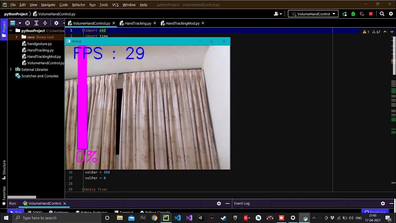 Opencv Project VOLUME HAND CONTROL using python. - YouTube