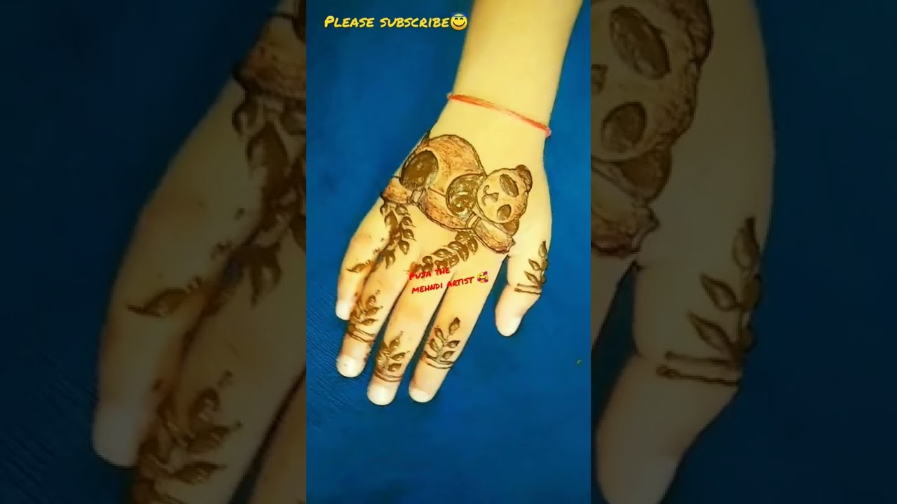 Cute Panda Mehndi Design ll Front Hand Mehndi Design😍😍#shorts #mehndi # ...