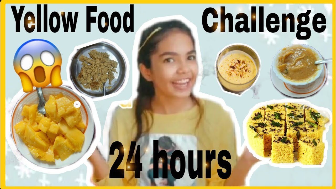 |I Ate Only Yellow Food For 24 hours|24 hours Yellow Food Challenge ...